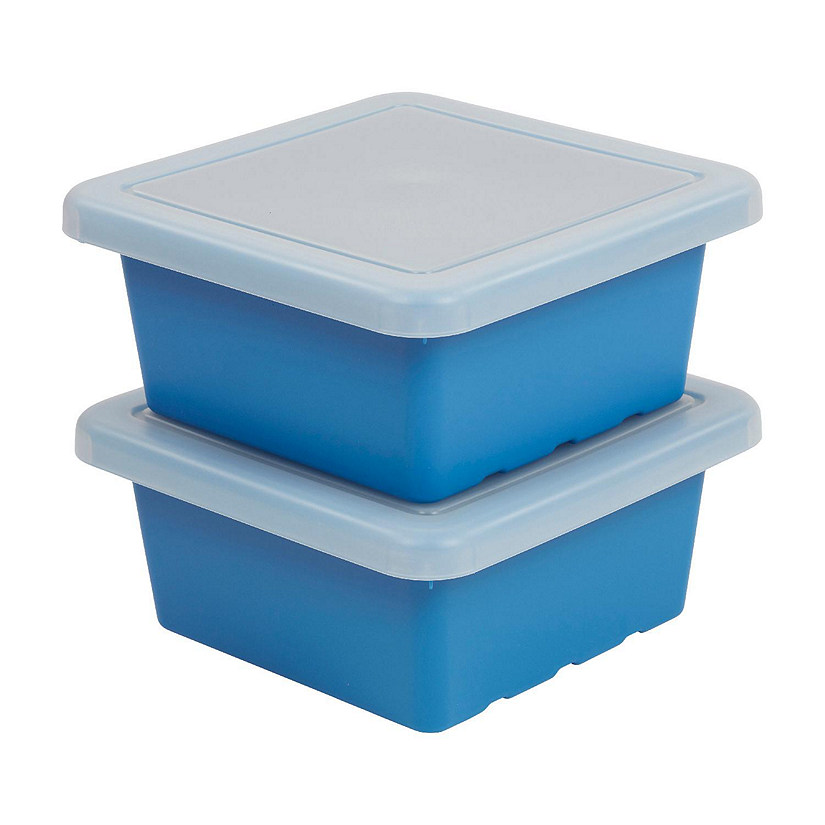 ECR4Kids Square Bin with Lid, French Blue, 2-Pack | Oriental Trading