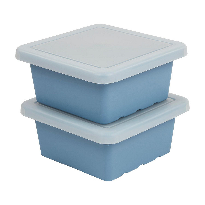 ECR4Kids Square Bin with Lid, Storage Containers, Powder Blue, 2-Pack ...