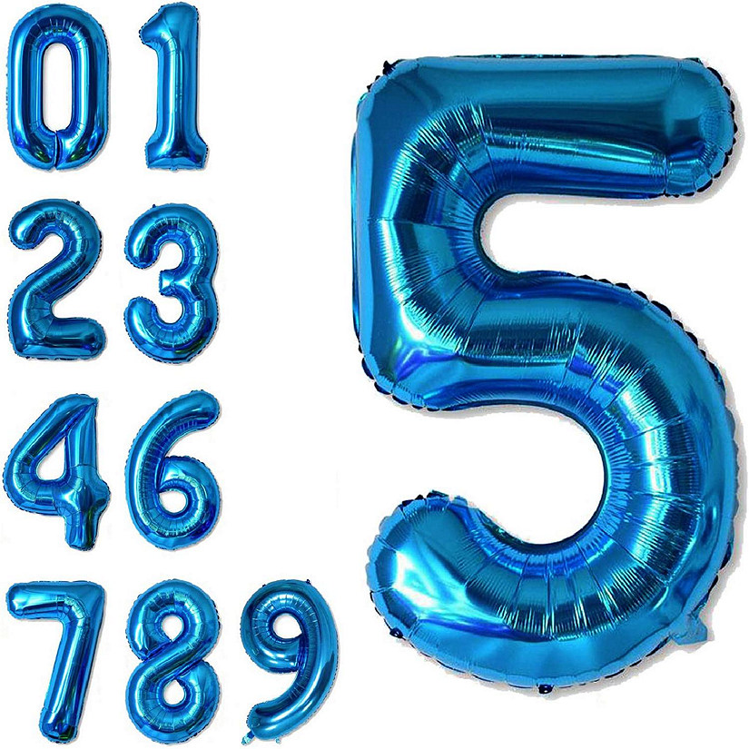 Edge Collections - 34" - Blue - Foil Numbers Balloons