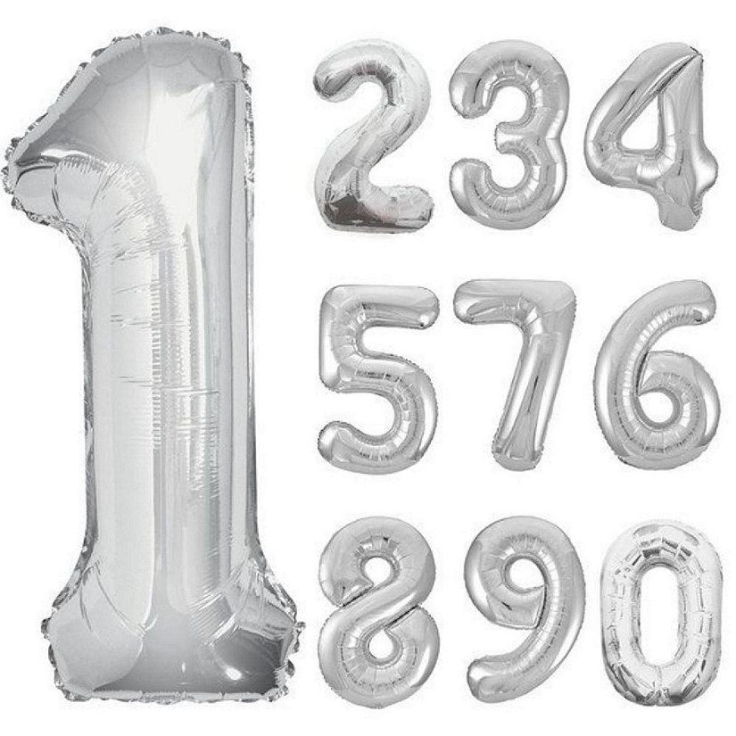 Edge Collections - 34" - Silver - Foil Numbers Birthday Balloons ...