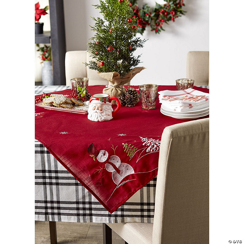 Embroidered Snowman Table Topper 40X40