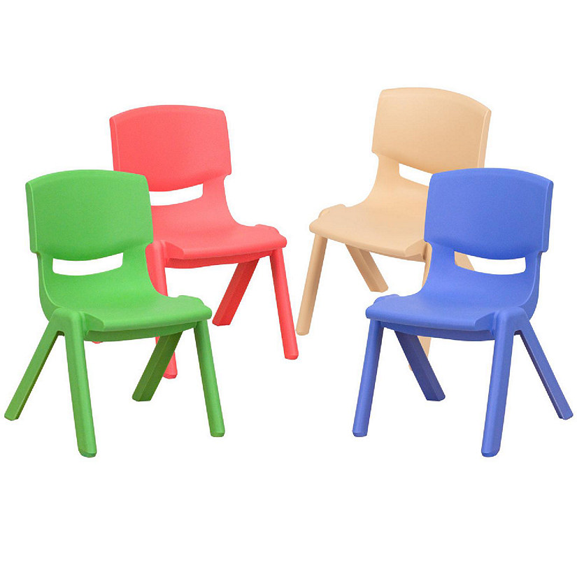 Emma + Oliver 4 Pack Plastic Stackable Pre-K/School Chairs with 10.5"H ...