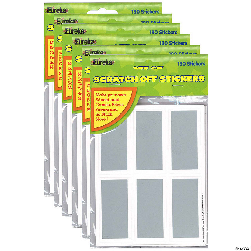 Eureka Rectangles Scratch Off Stickers, 180 Per Pack, 6 Packs