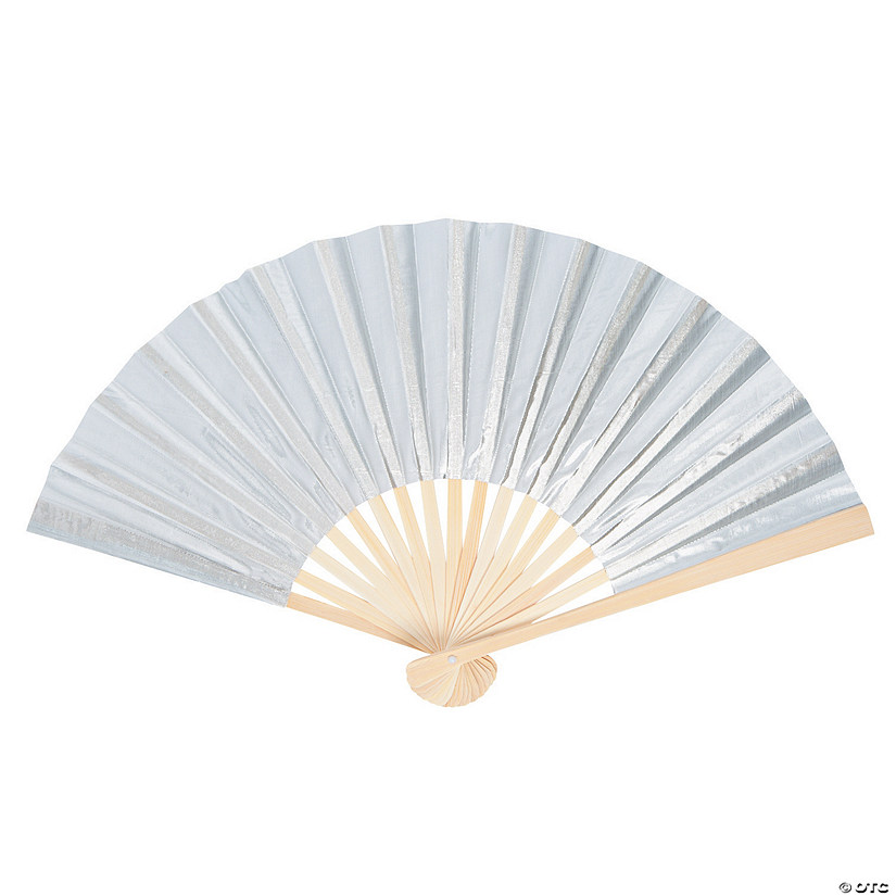 Fabric Silver Metallic Folding Fans | Oriental Trading