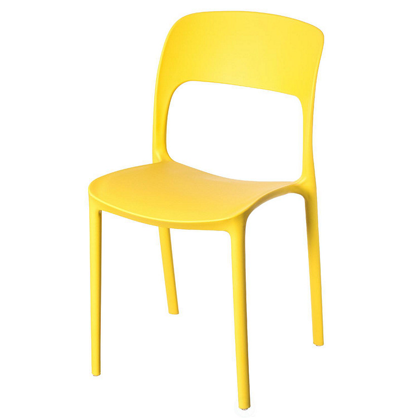 Fabulaxe Modern Plastic Outdoor Dining Chair with Open Curved Back ...