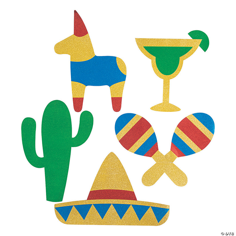 Fiesta Glitter Wall Cutouts - 5 Pc. | Oriental Trading