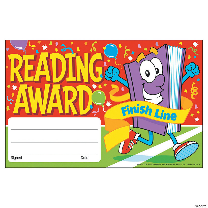 Finish Line Reading Award Certificates | Oriental Trading