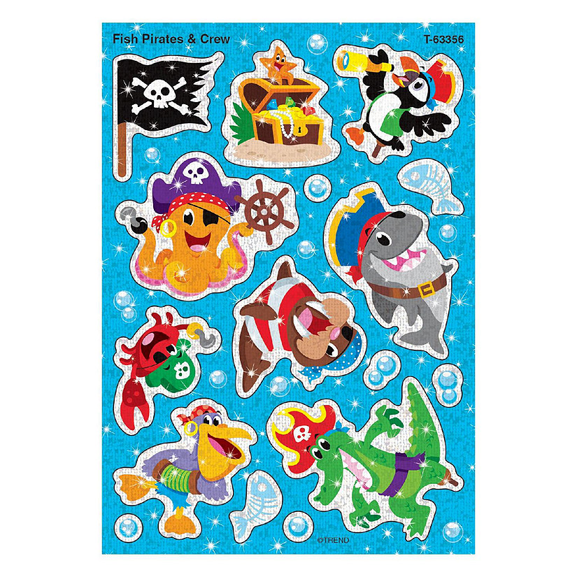 Fish Pirates & Crew Sparkle Stickers, 32 Count | Oriental Trading