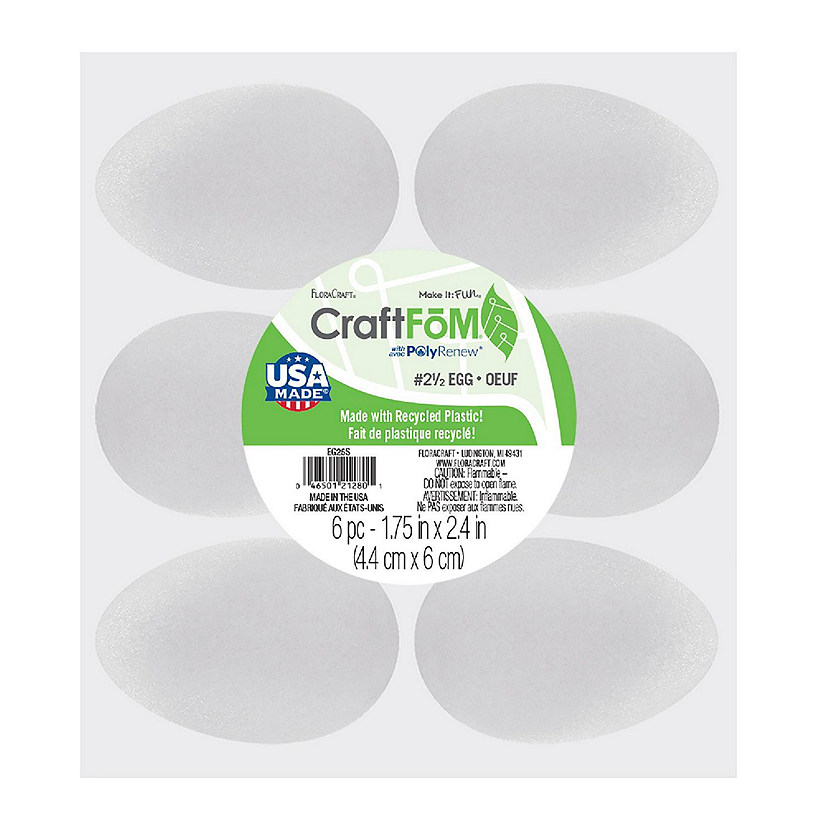 FloraCraft CraftFoM Egg 6/Pkg-1.75"X2.4" | Oriental Trading