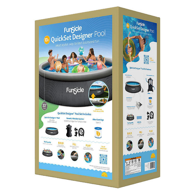 Funsicle: Quickset Designer Pool - 13Ft Above Ground Inflatable Pool Set
