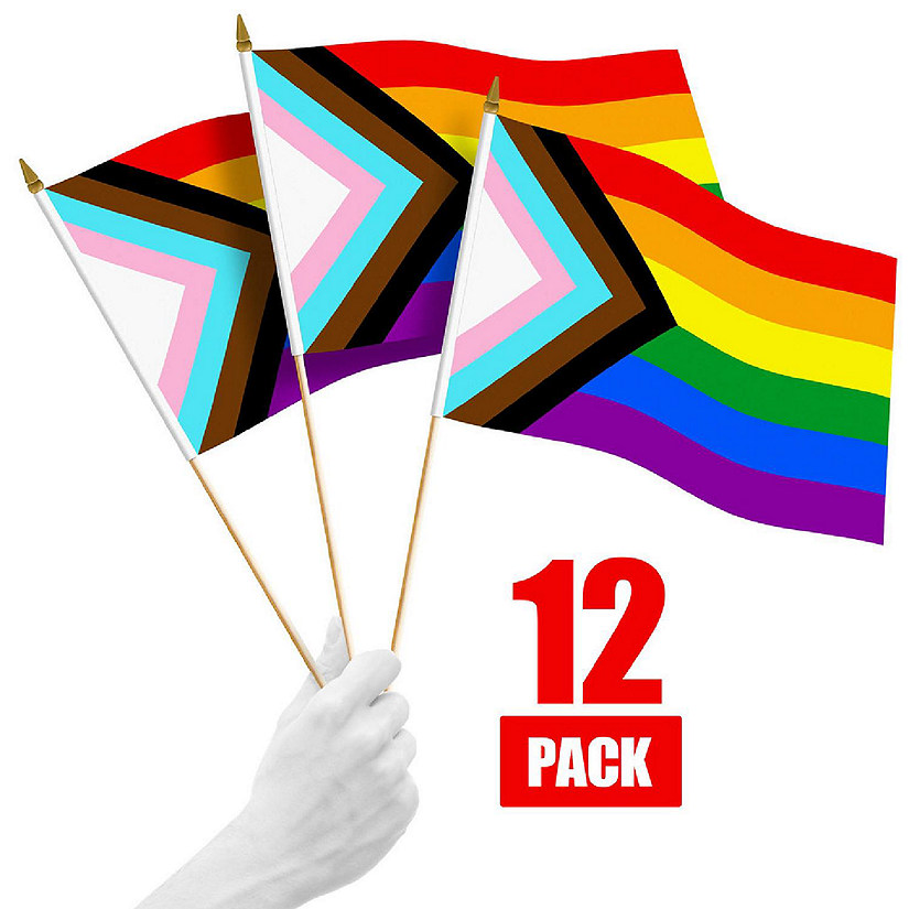 G128 12x18IN 12PK LGBT Progress Rainbow Pride Printed 150D Polyester ...