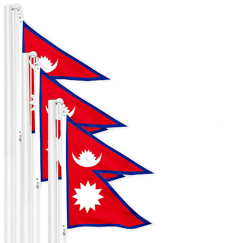 G128 3 Pack 3x5 Ft Printed 150D Polyester Nepal Flag | Oriental Trading