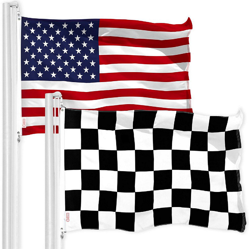 G128 3X5Ft Combo Usa & Checkered Flag Printed 150D Polyester Flag | Oriental Trading