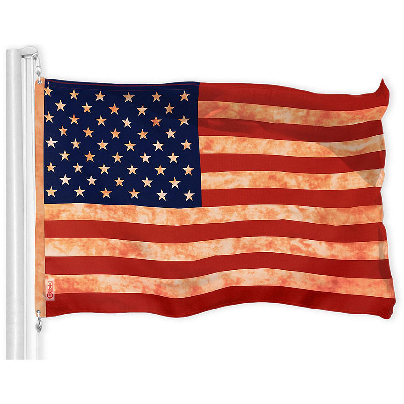 G128 3X5Ft Usa Tea Stained 300D Polyester Flag | Oriental Trading