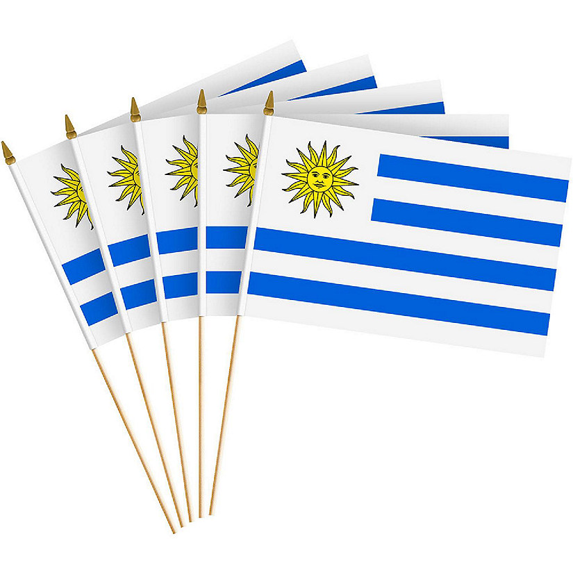 G128 8x12 Inches 30PK Uruguay Printed 150D Polyester Handheld Stick Flag | Oriental Trading
