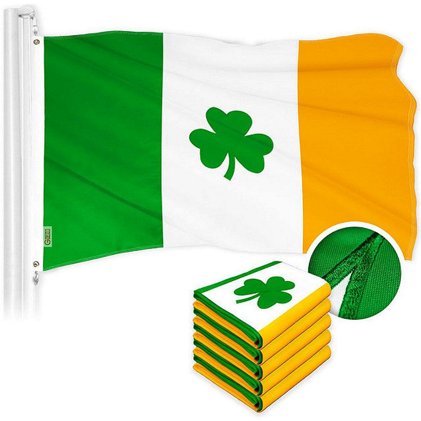 G128 - Ireland SHAMROCK Irish Flag 3x5FT 5 Pack Embroidered Polyester ...