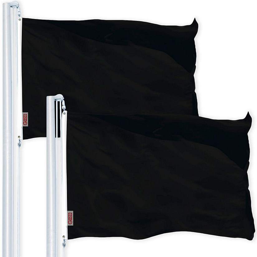 G128 - Solid Black Color Flag 3x5FT 2 Pack Printed 150D Polyester