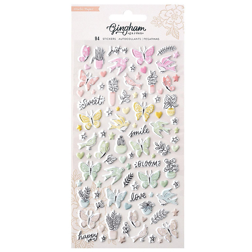 Gingham Garden Puffy Stickers-94 Pieces