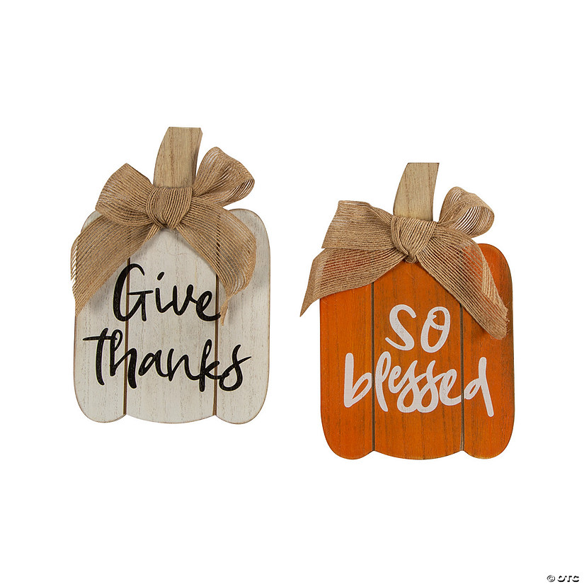 Give Thanks Pumpkin Tabletop Sign Set | Oriental Trading