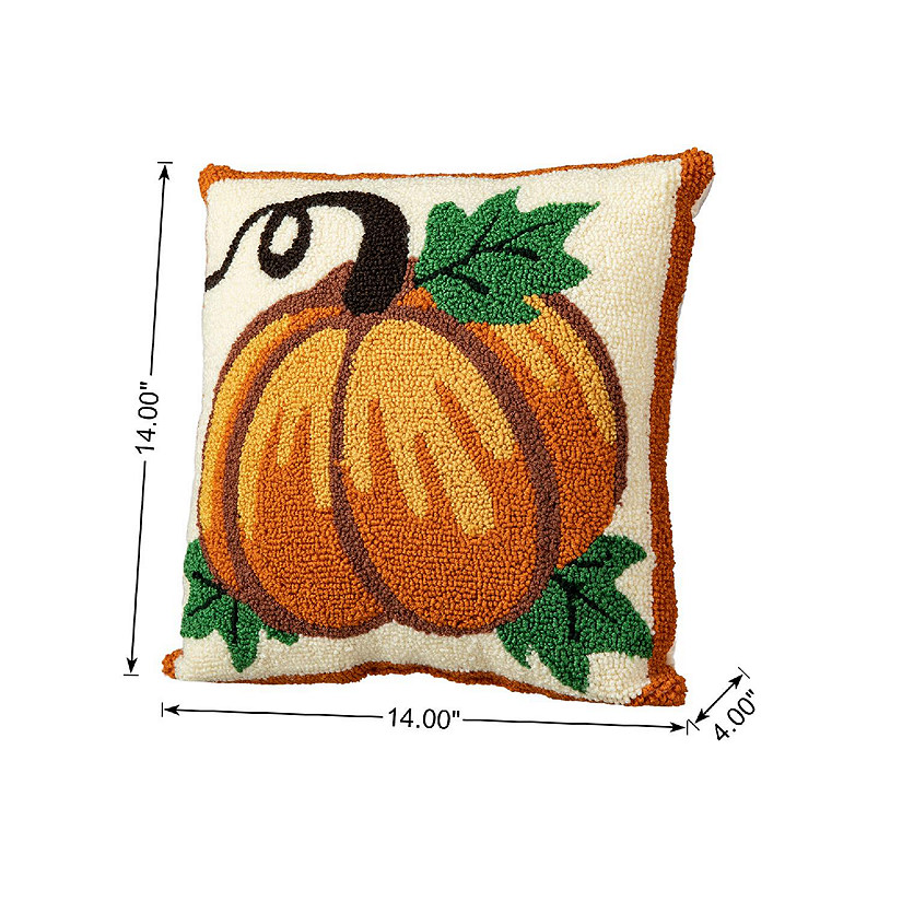 Glitzhome 14''H Fall Hooked Pumpkin Pillow