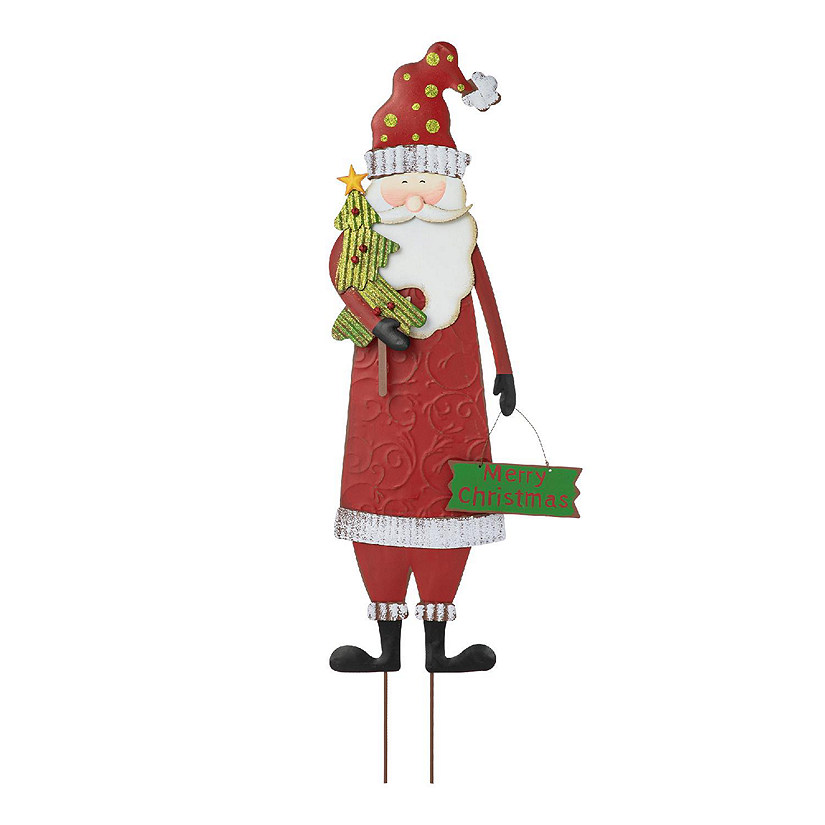 Glitzhome 36"H Metal Santa Yard Stake or Standing Décor or Wall Décor ...