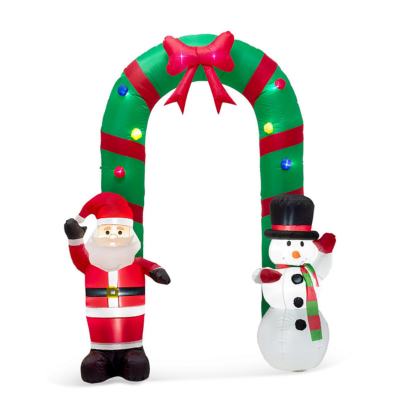 Glitzhome 8FT Inflatable Santa Snowman Gate Arch
