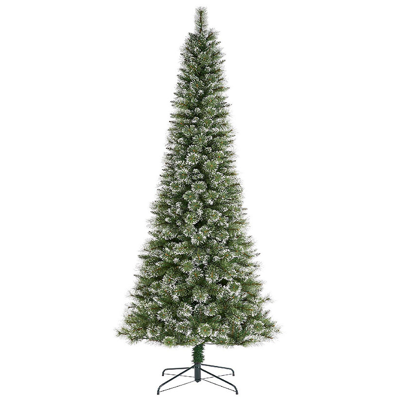 Glitzhome 9ft Pre-Lit Frosted Cashmere Pencil Pine Artificial Christmas ...
