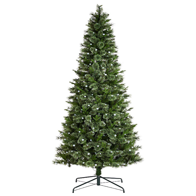 Glitzhome 9ft Pre-Lit Lighted Green Cashmere Slim Pine Artificial ...