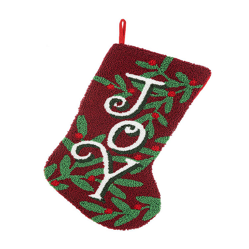 Glitzhome Set of 4 20.00"L Hooked Stocking, JOY | Oriental Trading