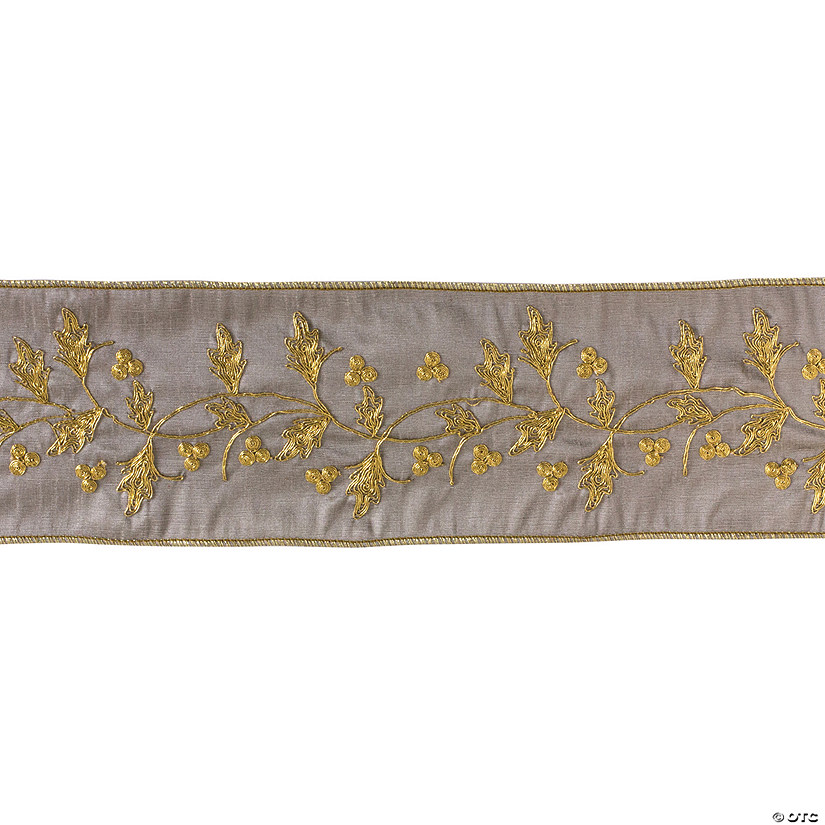 Gold Leaf Ribbon 4" Proper 5 Yds. | Oriental Trading