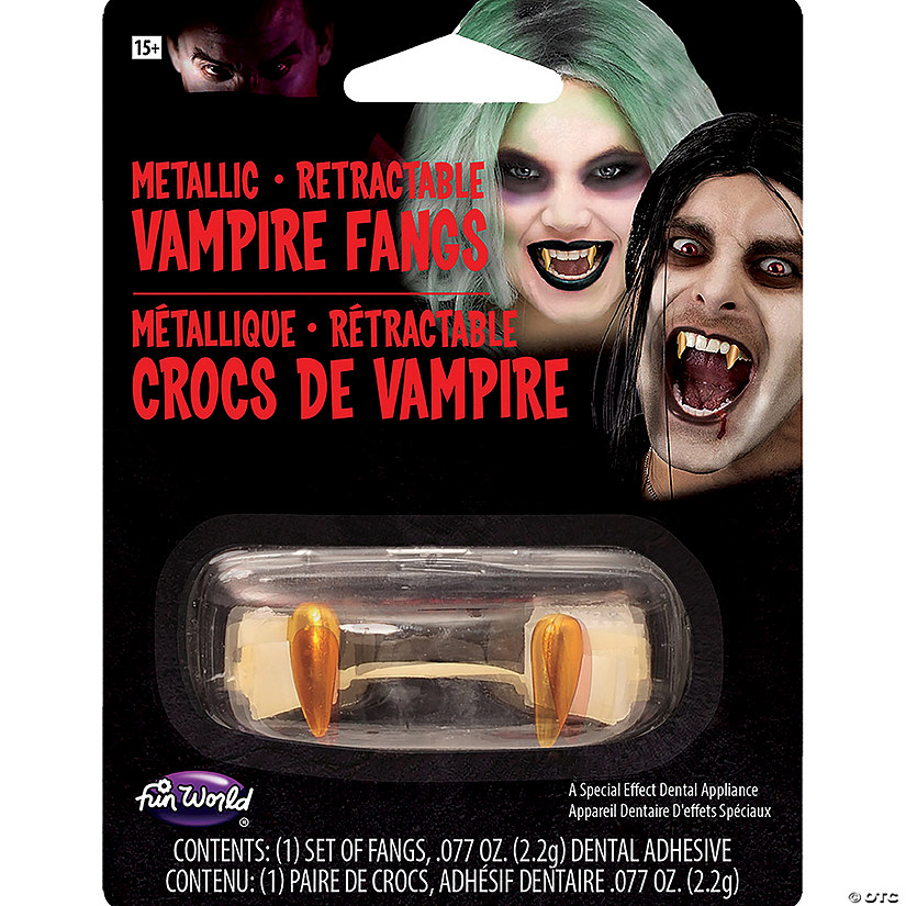 Gold Metallic Retractable Fangs | Oriental Trading