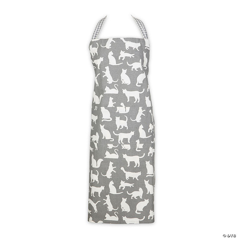 Grey Cat Print Chef Apron