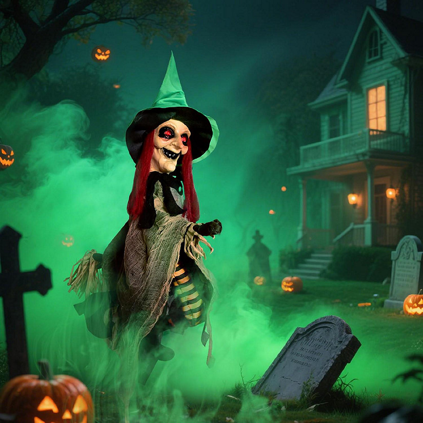 Halloween LED Witch on Broomstick | Oriental Trading