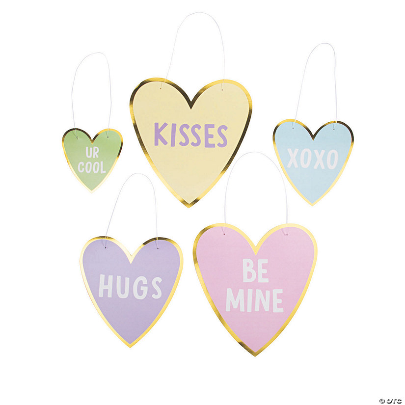 Hanging Valentine Conversation Heart Cutouts - 5 Pc. - Discontinued