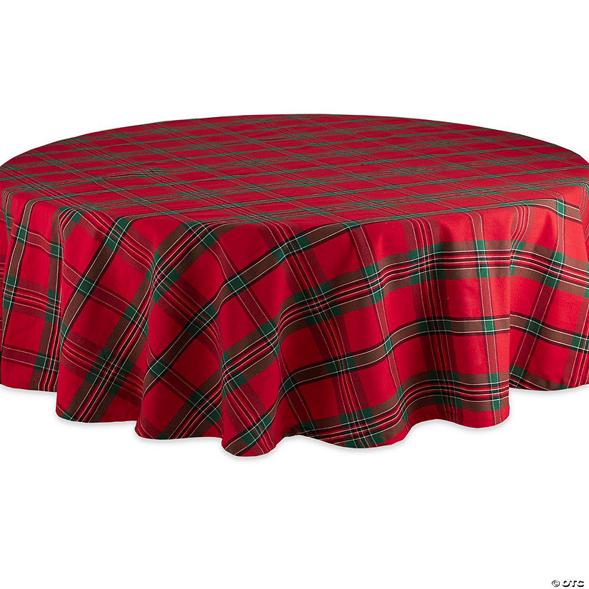 Holiday Plaid Tablecloth 70 Round | Oriental Trading