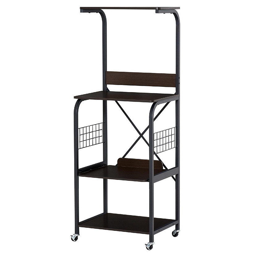 HOMCOM Black Kitchen Rolling Microwave Cart