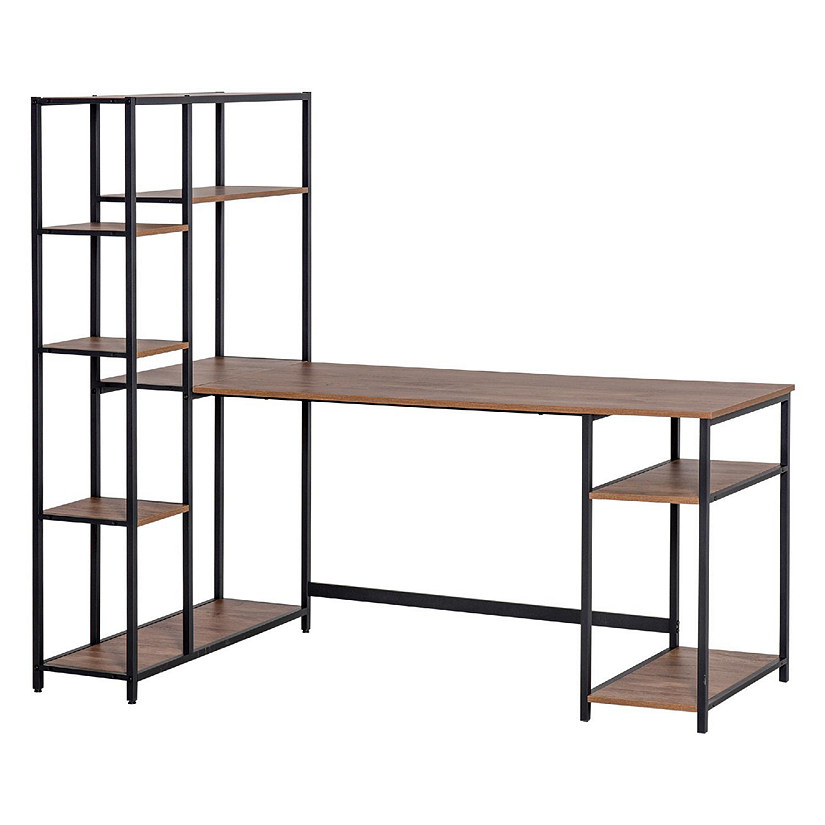 HOMCOM Industrial Style Home Office Computer Desk with Display Storage ...