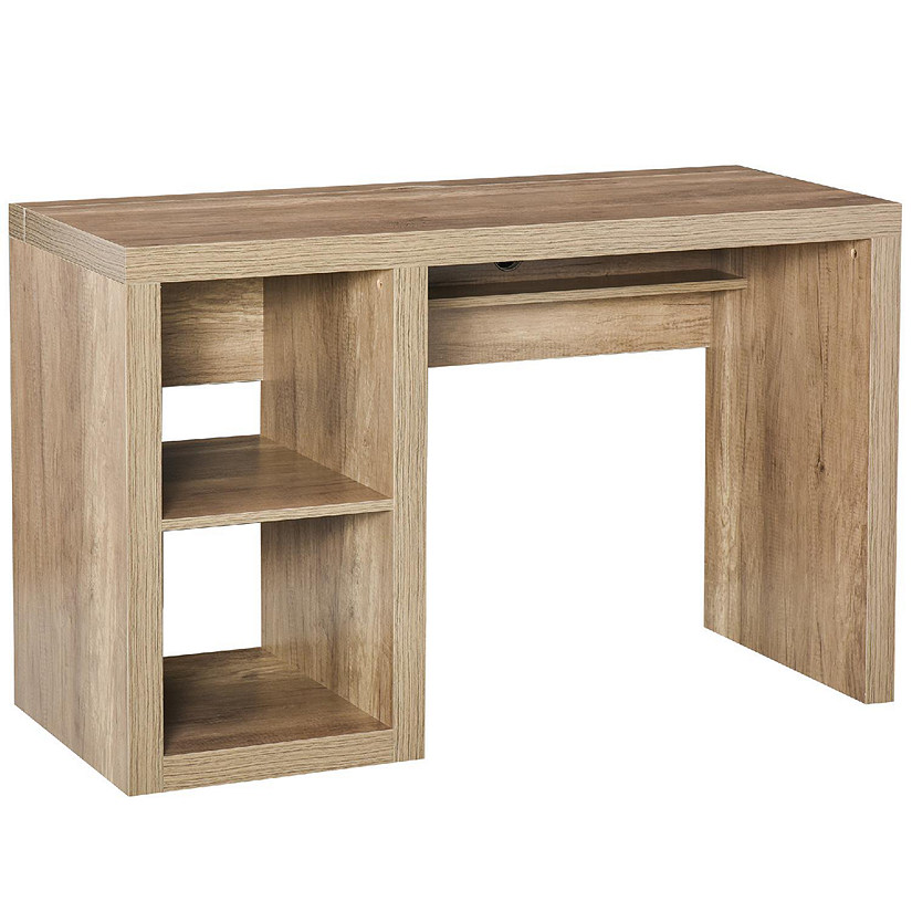 HOMCOM Rectangle Computer Desk with Thick Board and Display Shelves for ...