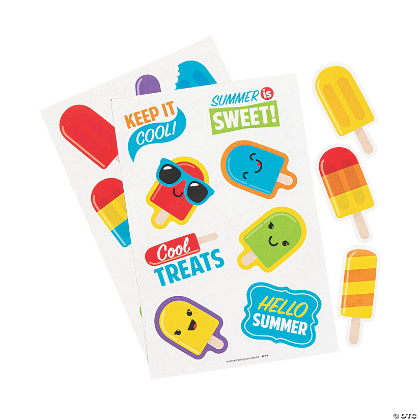 Ice Pop Party Sticker Sheets - 12 Pc. - Discontinued