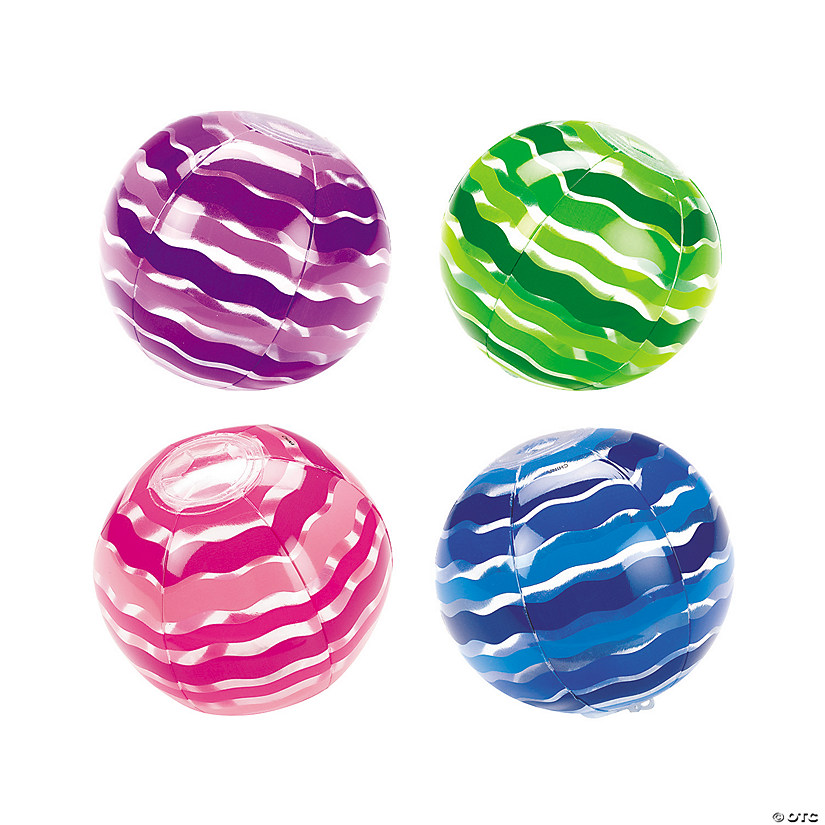 Inflatable 9" Striped Medium Beach Balls - 12 Pc. | Oriental Trading