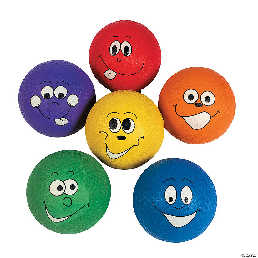 Inflatable Happy Face Playground Balls - 6 Pc.