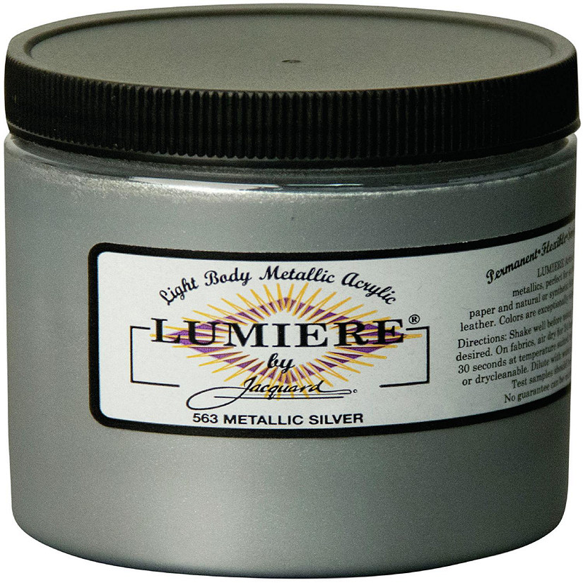 Jacquard Lumiere Metallic Acrylic Paint 8oz-Metallic Silver | Oriental ...