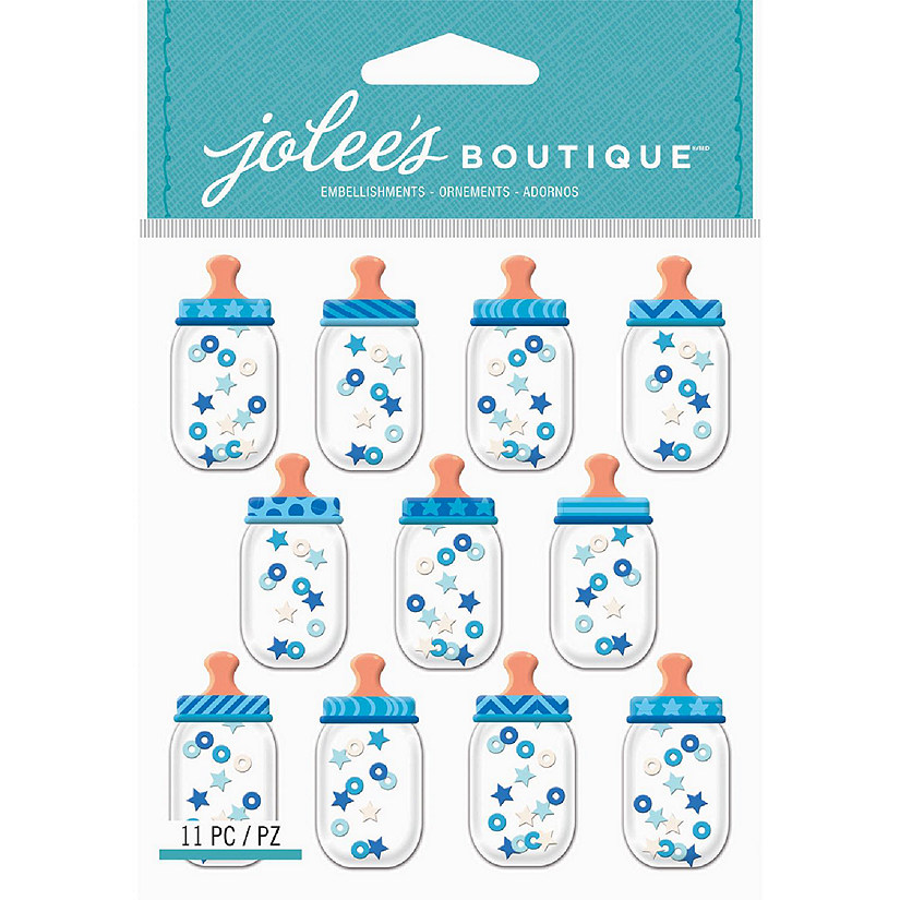 Jolee's Cabochon Dimensional Repeat Stickers-Baby Boy Bottle Dome