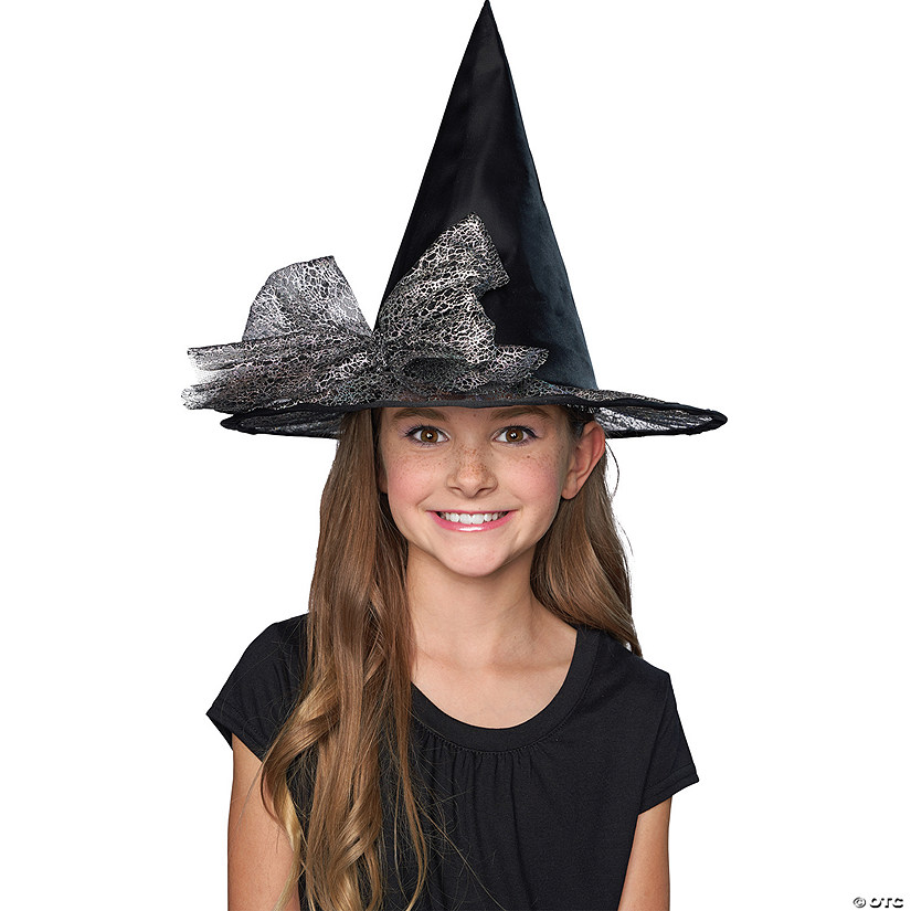 Kids Black Witch Hat with Tulle Bow | Oriental Trading