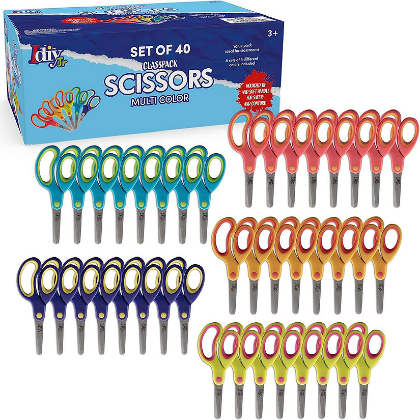 Kids Scissors Class Value pack Value (40pc) - 5" Soft Grip Blunt Tip ...