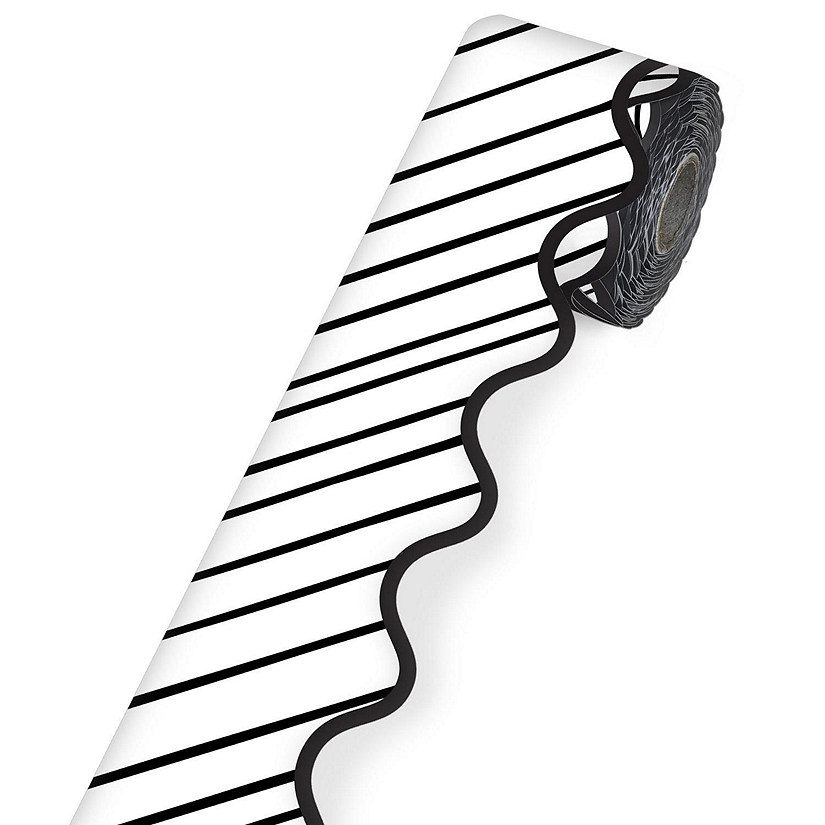 Kind Vibes Black & White Stripes Rolled Scalloped Bulletin Board ...