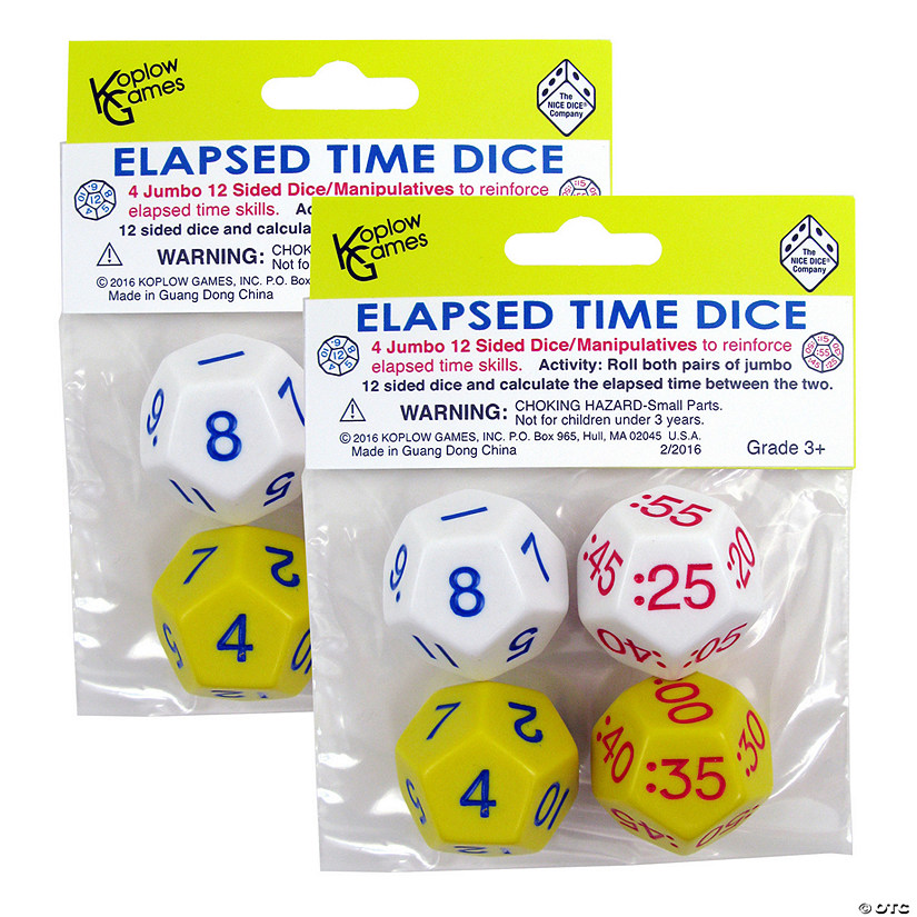Koplow Games Elapsed Time Dice, 2 Pairs Per Pack, 2 Packs | Oriental ...