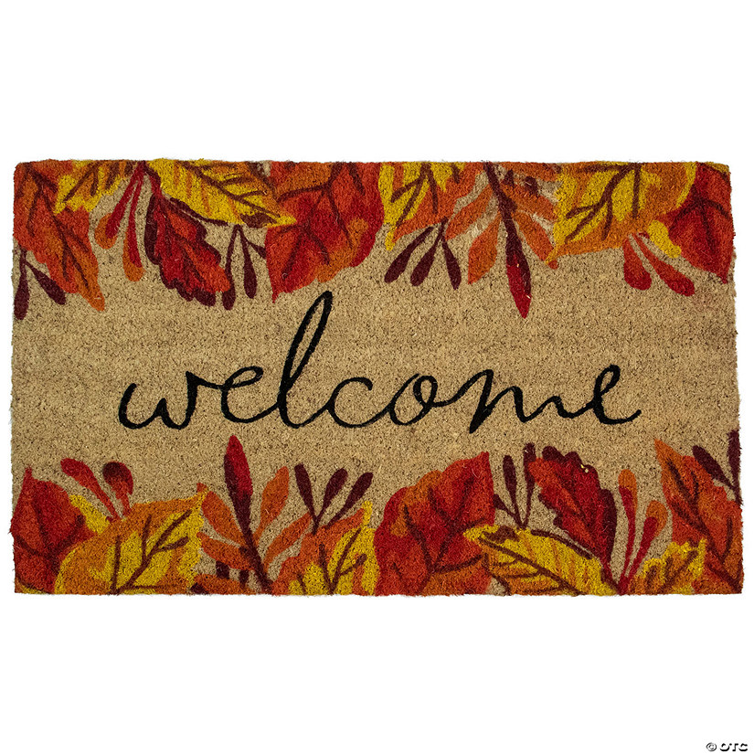Leafy Fall Harvest Rectangular "Welcome" Doormat 18" x 30"