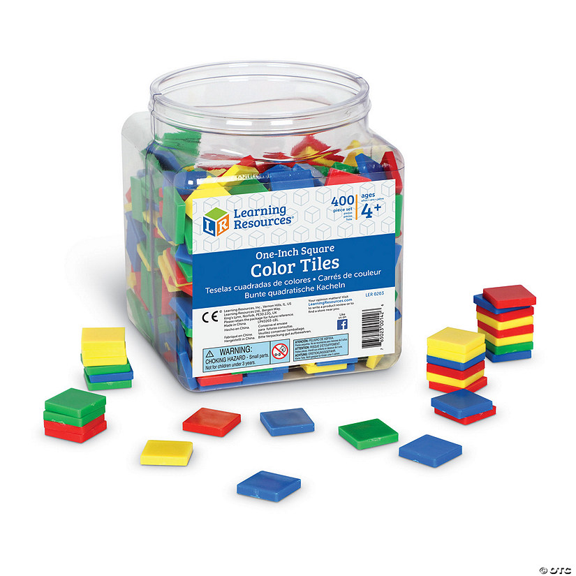 Learning Resources Plastic Square Color Tiles, 400 Pieces | Oriental Trading