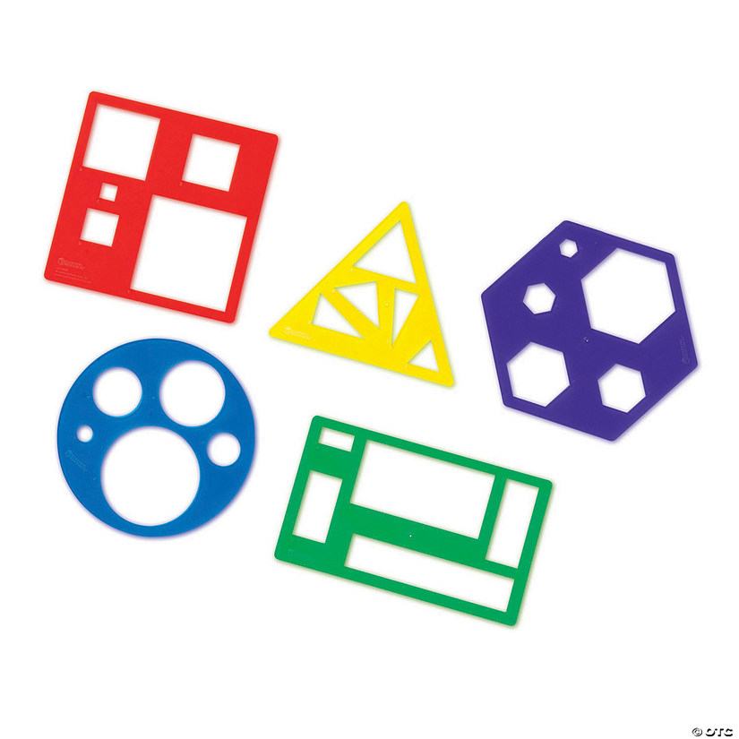 Learning Resources Primary Shapes Templates, 5 Per Pack, Set of 3 Packs